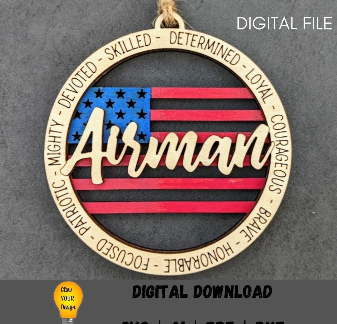 Airman Ornament Svg, Military Svg, Air Force Airman Two Layer Car Charm ...