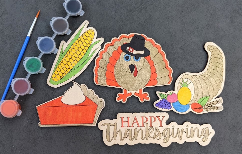 Paint Kit Svg Thanksgiving Svg Kids Craft Digital File | Etsy