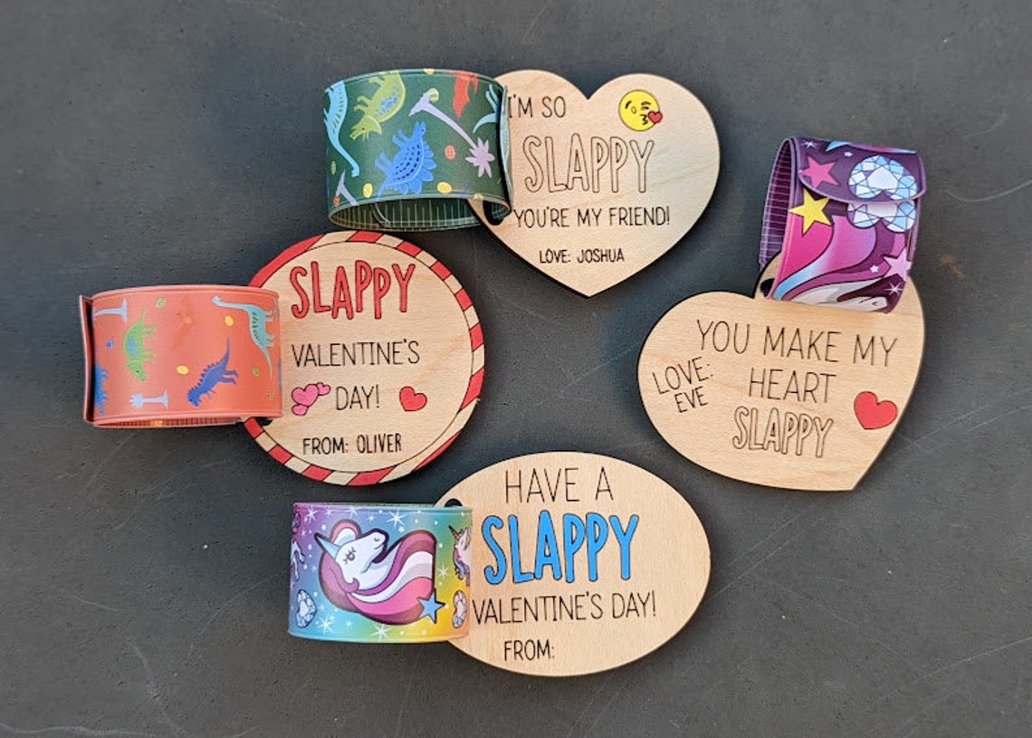 Class Valentine Svg, Slap Bracelet Laser Cut File, Set of 4 Classroom ...