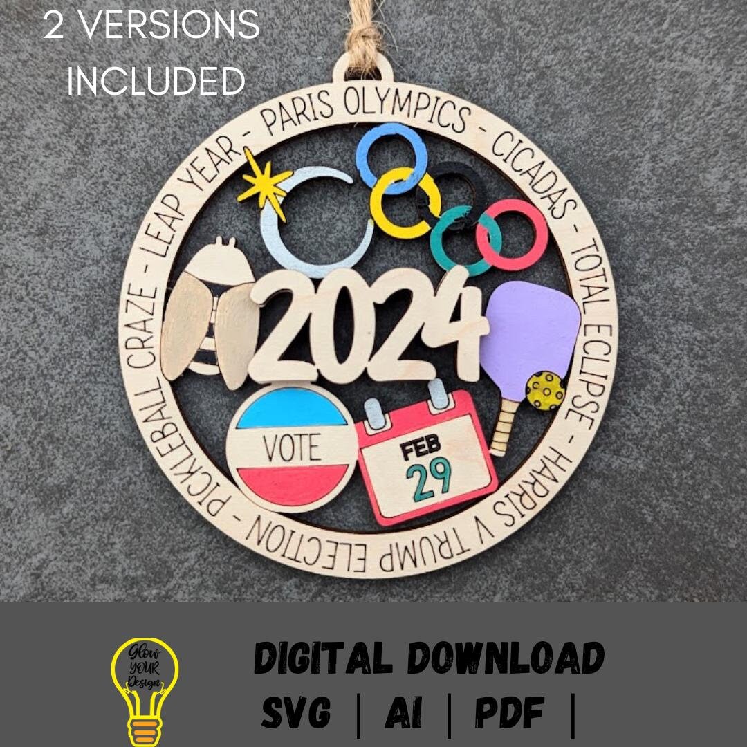 2024 Ornament Svg, 2024 Year in Review Themed Ornament DIGITAL FILE ...