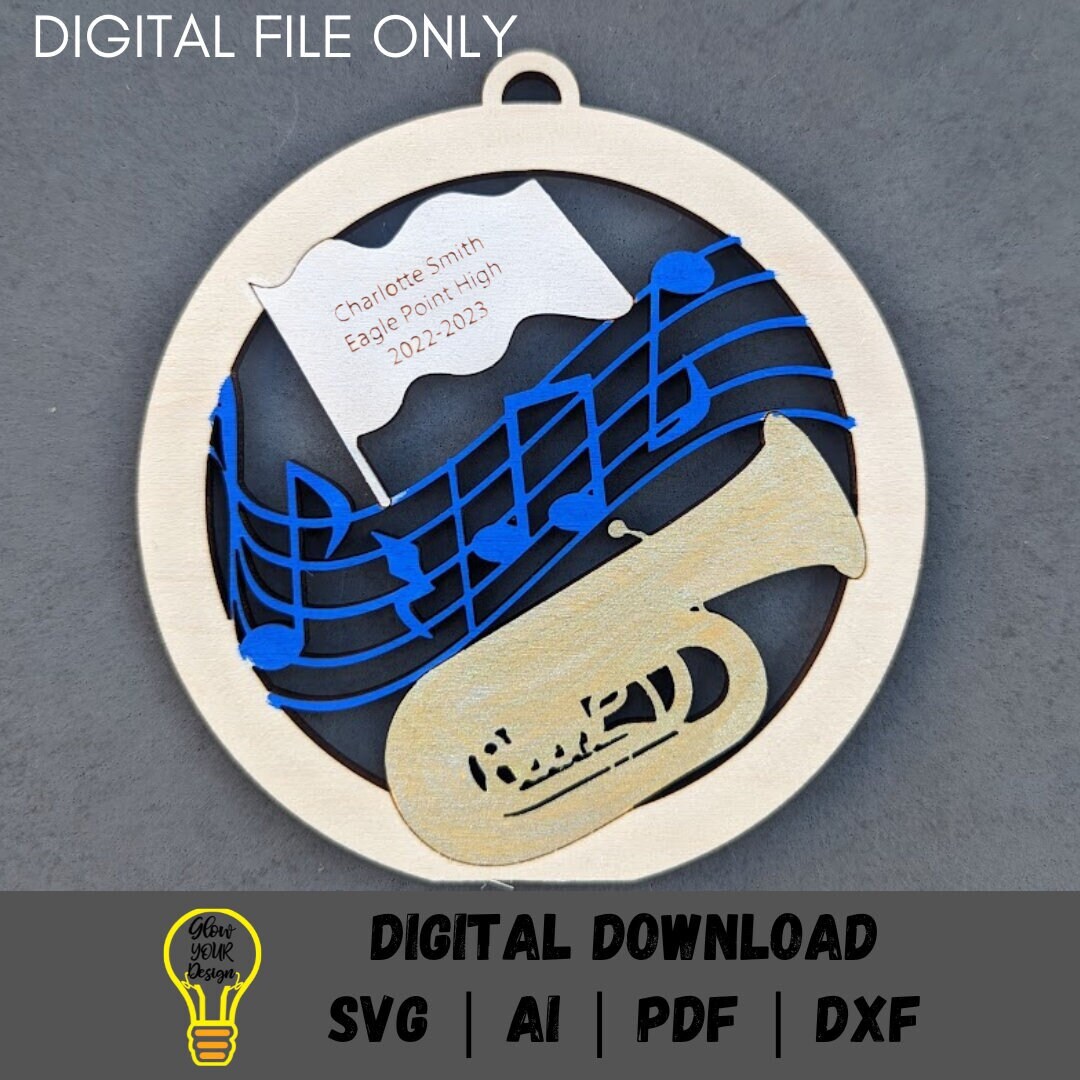 Band Svg, Tuba Digital File, Band Instrument Ornament, Gift for Band ...