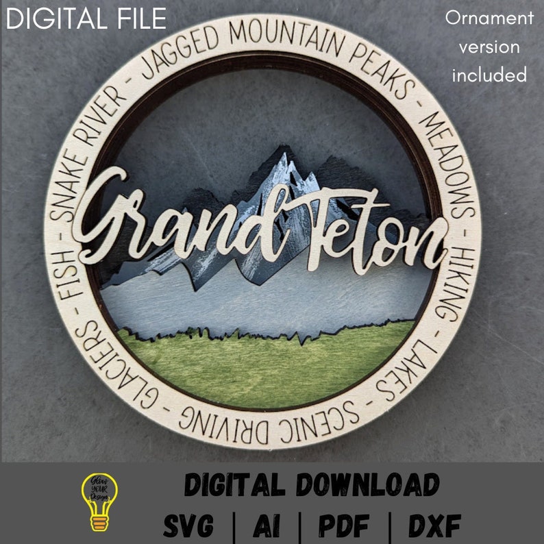 Grand Teton Svg, National Park Wall Hanging Digital File, Multi Layered ...