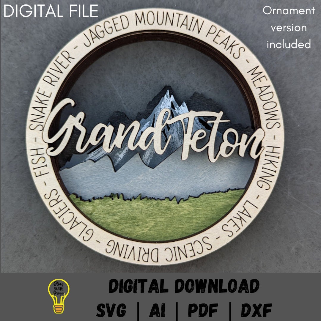 Grand Teton Svg National Park Wall Hanging Digital File - Etsy