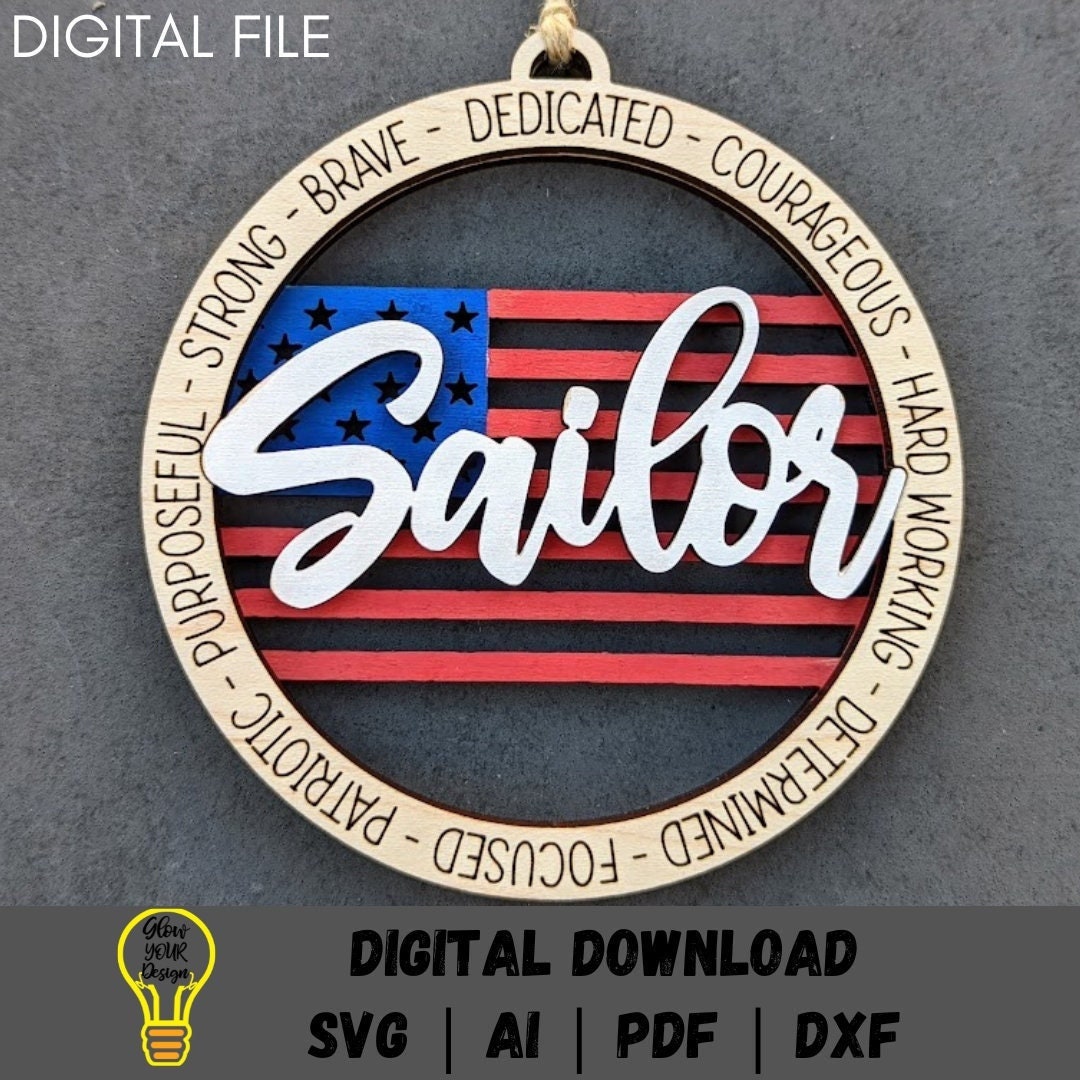 Sailor Ornament Svg Military Svg Sailor Double Layer Car - Etsy