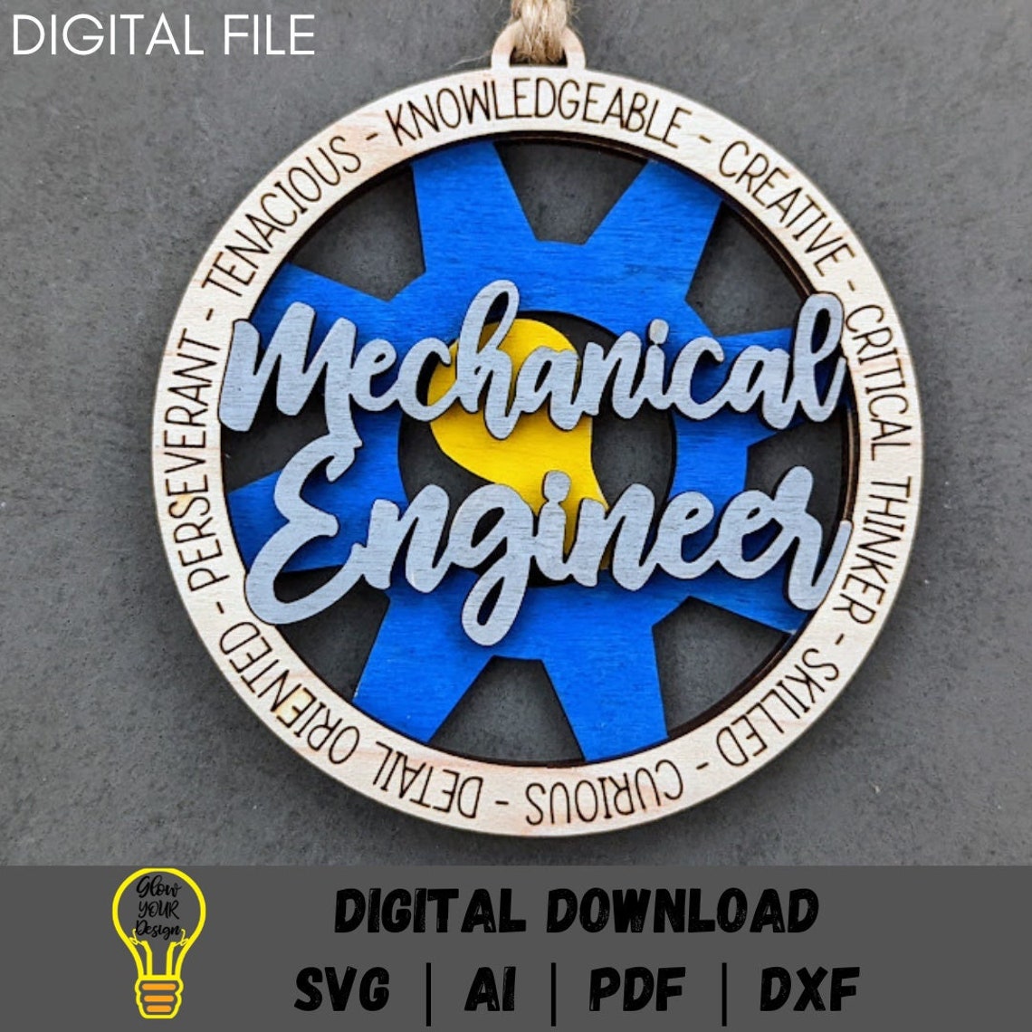 Mechanical Engineer Svg, Ornament or Car Charm Svg, Gift for Engineer ...