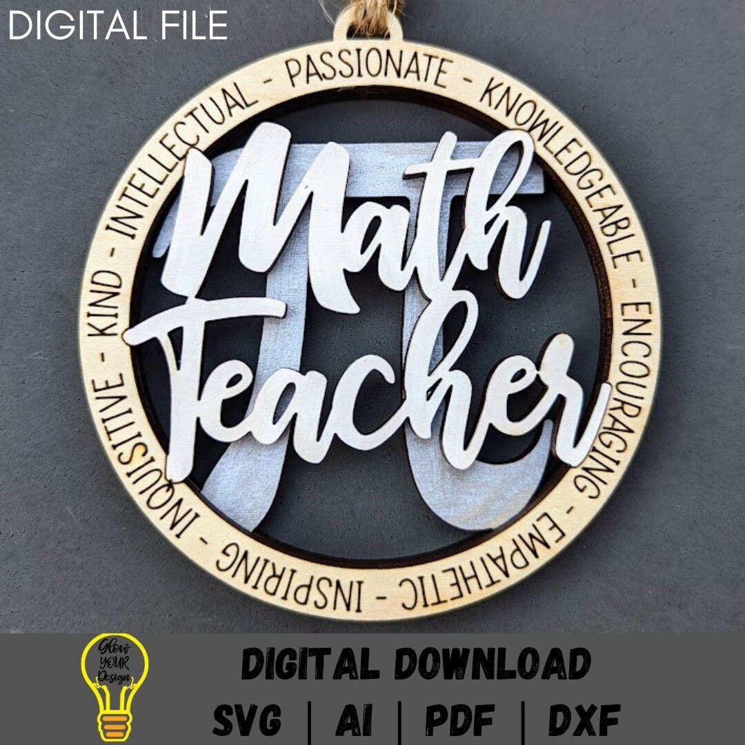 Math Teacher Svg, Gift for Mathematics Teacher or Professor, Car Charm ...