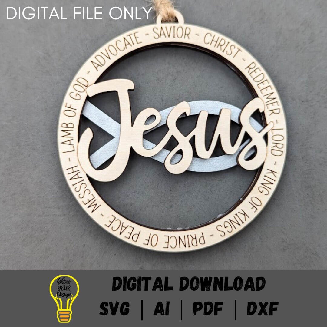 Jesus Ornament or Car Charm Christmas Decor SVG - Cut and Score Laser ...