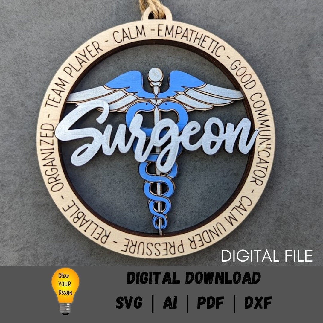 Surgeon Svg - Ornament or Car Charm Digital File - Hospital Surgeon Svg ...