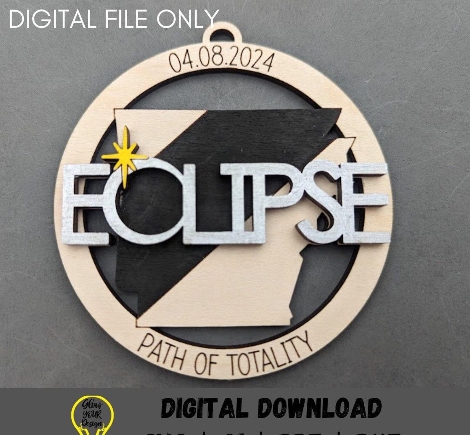 2024 Eclipse Souvenir SVG, State of Arkansas Svg With Path of Totality ...