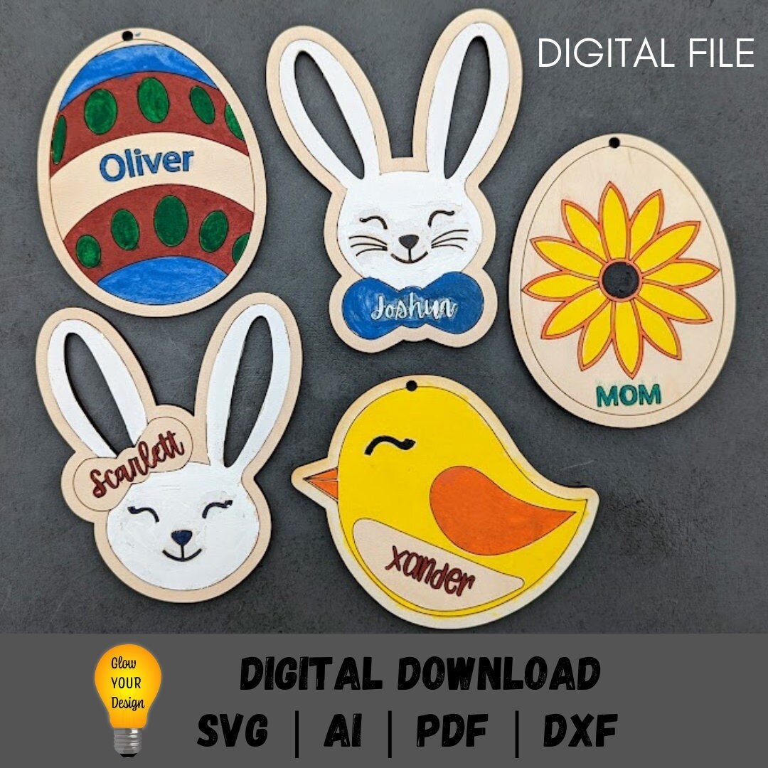 Paint Kit Svg, Easter Tag Svg, Kids Craft Digital File, Personalizable ...