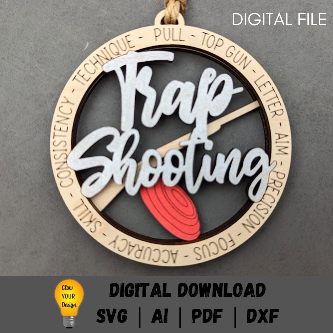 Trap Shooting Svg - Ornament or Car Charm Digital File - Clay Pigeon ...