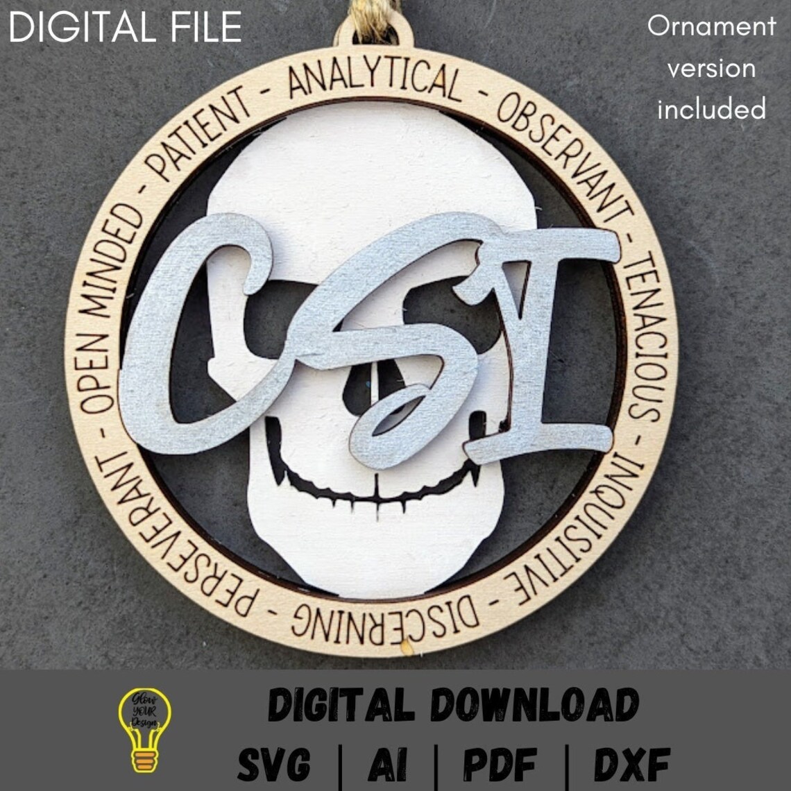 CSI Svg, Crime Scene Investigator Ornament Svg, Car Charm Svg - Several ...