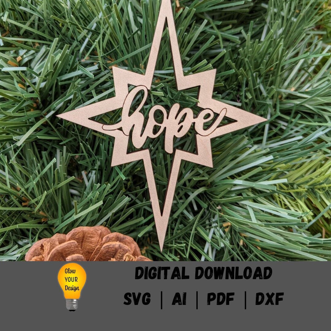 Christmas Star Svg, LDS Primary Gift, Hope Ornament Svg, Rustic Star ...