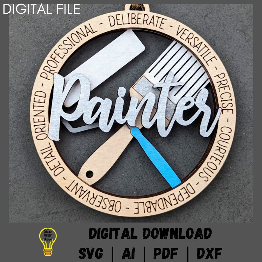 Painter Svg Ornament File, Gift for Home Painter Digital File, Car ...