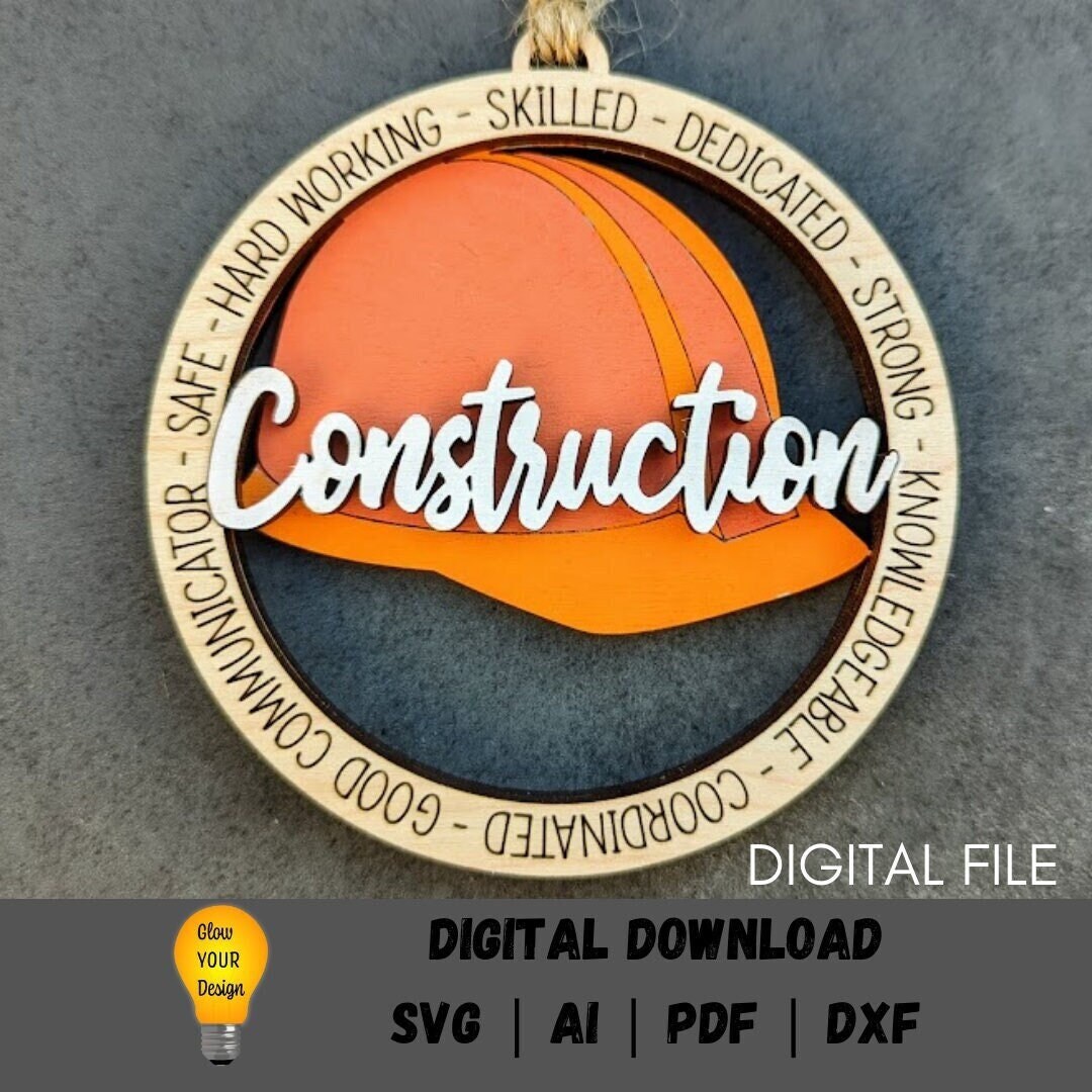 Construction Svg, Ornament File, Construction Worker Svg, Car Charm Svg ...