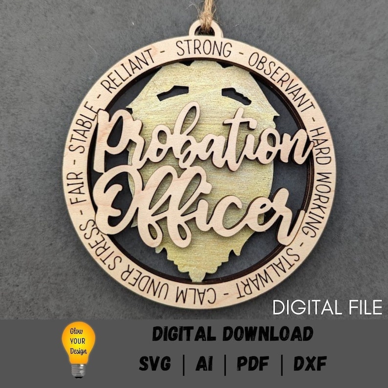 Probation Officer Svg, Ornament or Car Charm Gift for Probation Officer ...