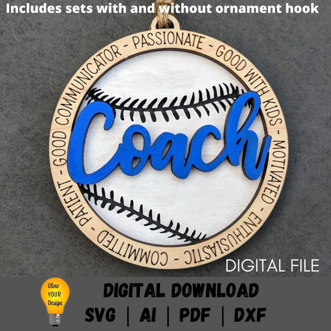 Baseball Svg Gift for Baseball Coach. Ornament or Car Charm - Etsy