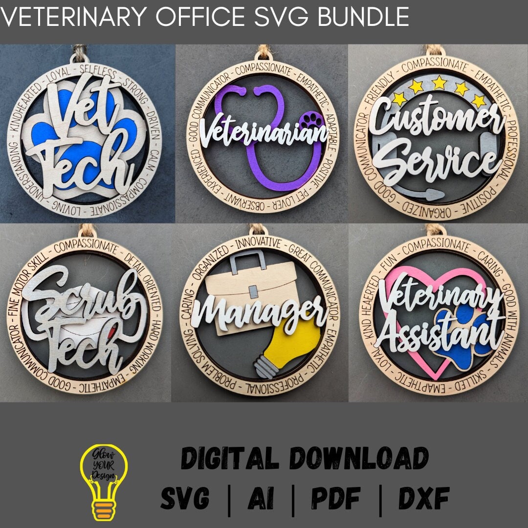 Veterinary Office Svg Bundle, Set of 7 Svgs Including Veterinarian, Vet ...