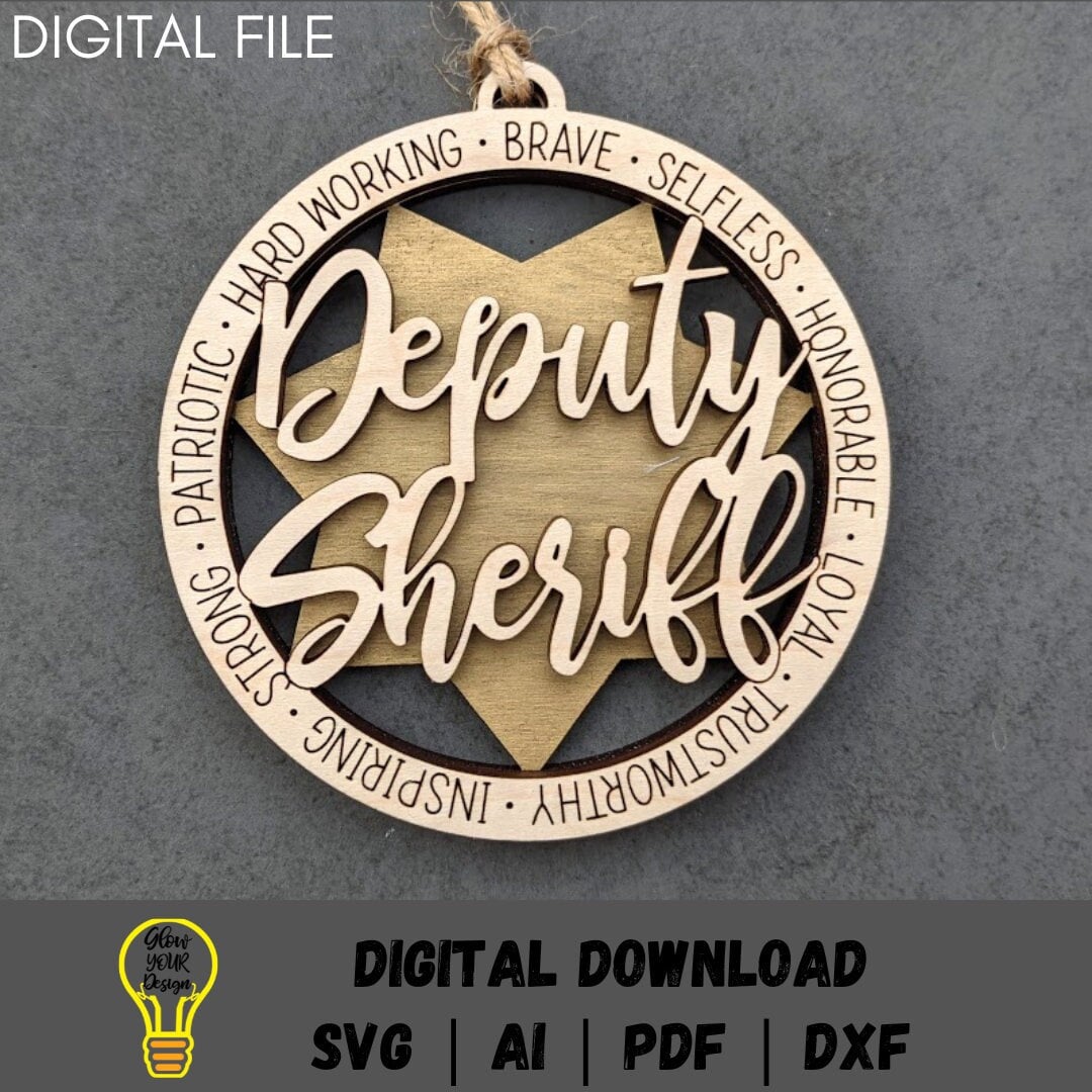 Deputy Sheriff Svg, Ornament File, Gift for Deputy Sheriff, Car Charm ...