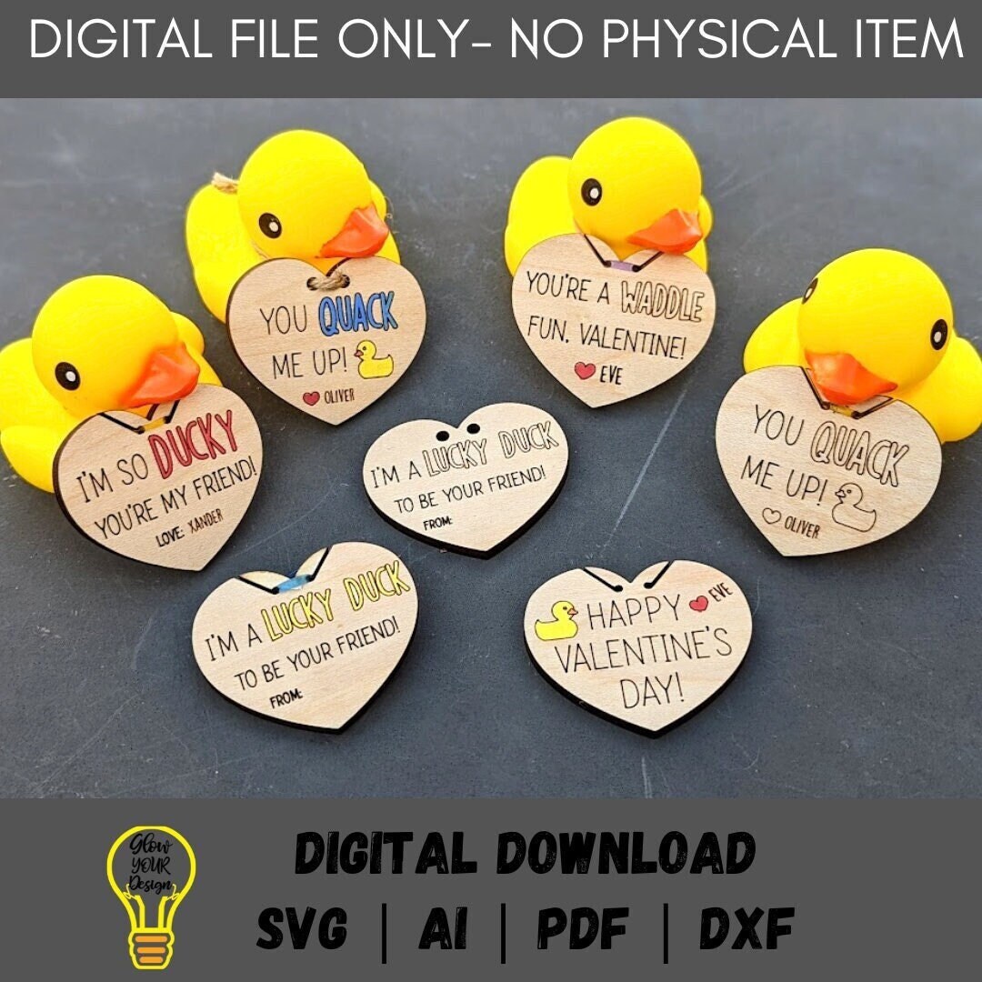 Classroom Valentine Svg, Rubber Duck Tags Digital File, Quick Easy ...