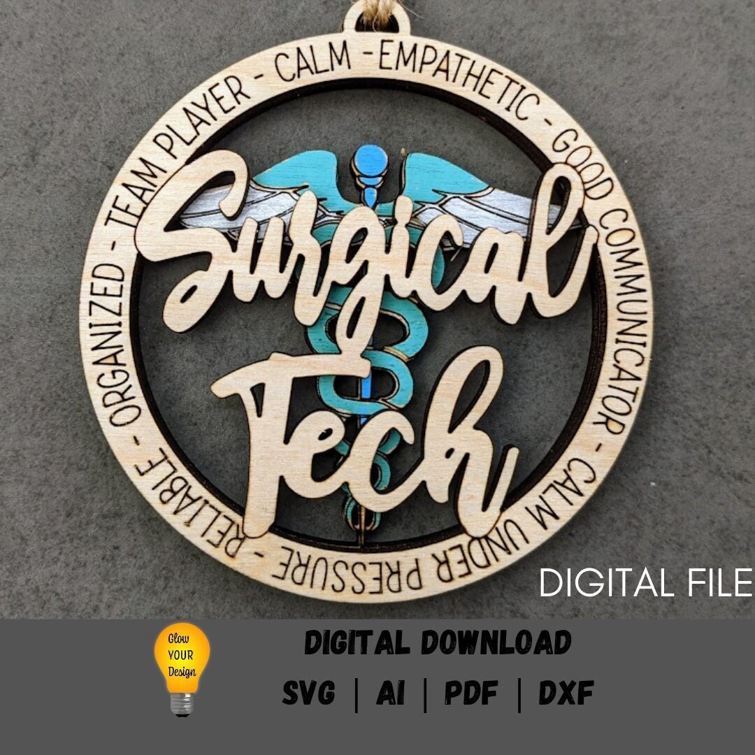 Surgical Tech Svg, Ornament or Car Charm Gift for Surgical Technician ...