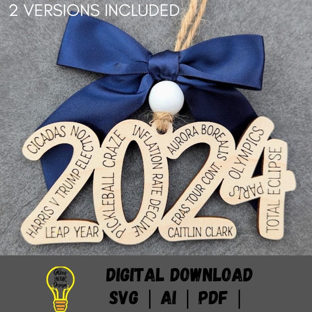 2024 Ornament Svg, 2024 Year in Review Themed Ornament DIGITAL FILE - 2 ...