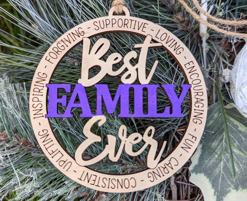 Best Family Ever Ornament Svg File Small Gift for Mom or Dad - Etsy