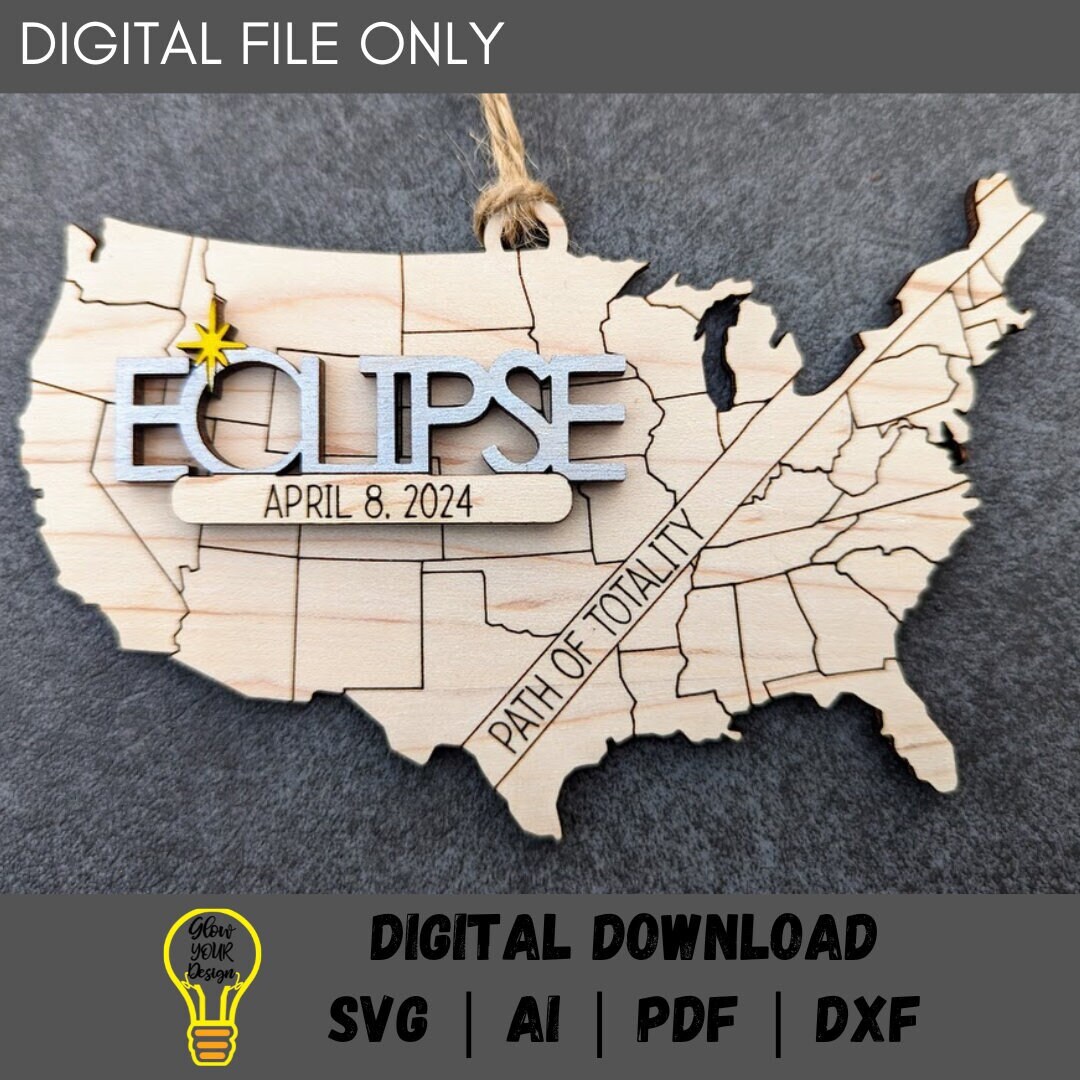 2024 Solar Eclipse Souvenir SVG, United States Path of Totality DIGITAL ...
