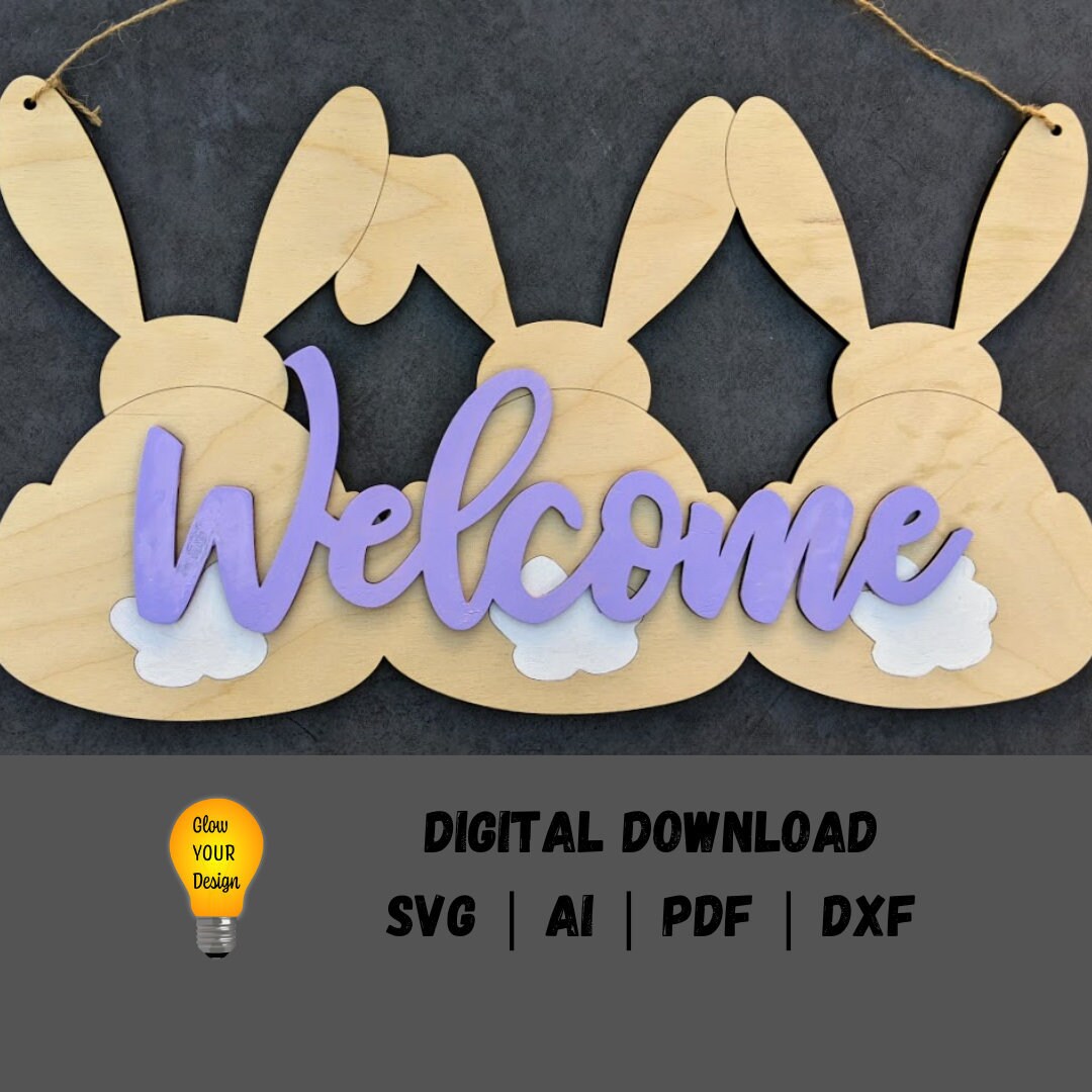 Easter Door Hanger Svg, Glowforge Easter Svg, Bunny Sign Svg, Easter ...