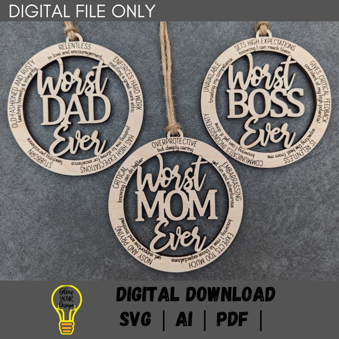 Worst Ever Bundle 2 Svg, Worst Mom, Dad, Boss Digital File, Fun ...
