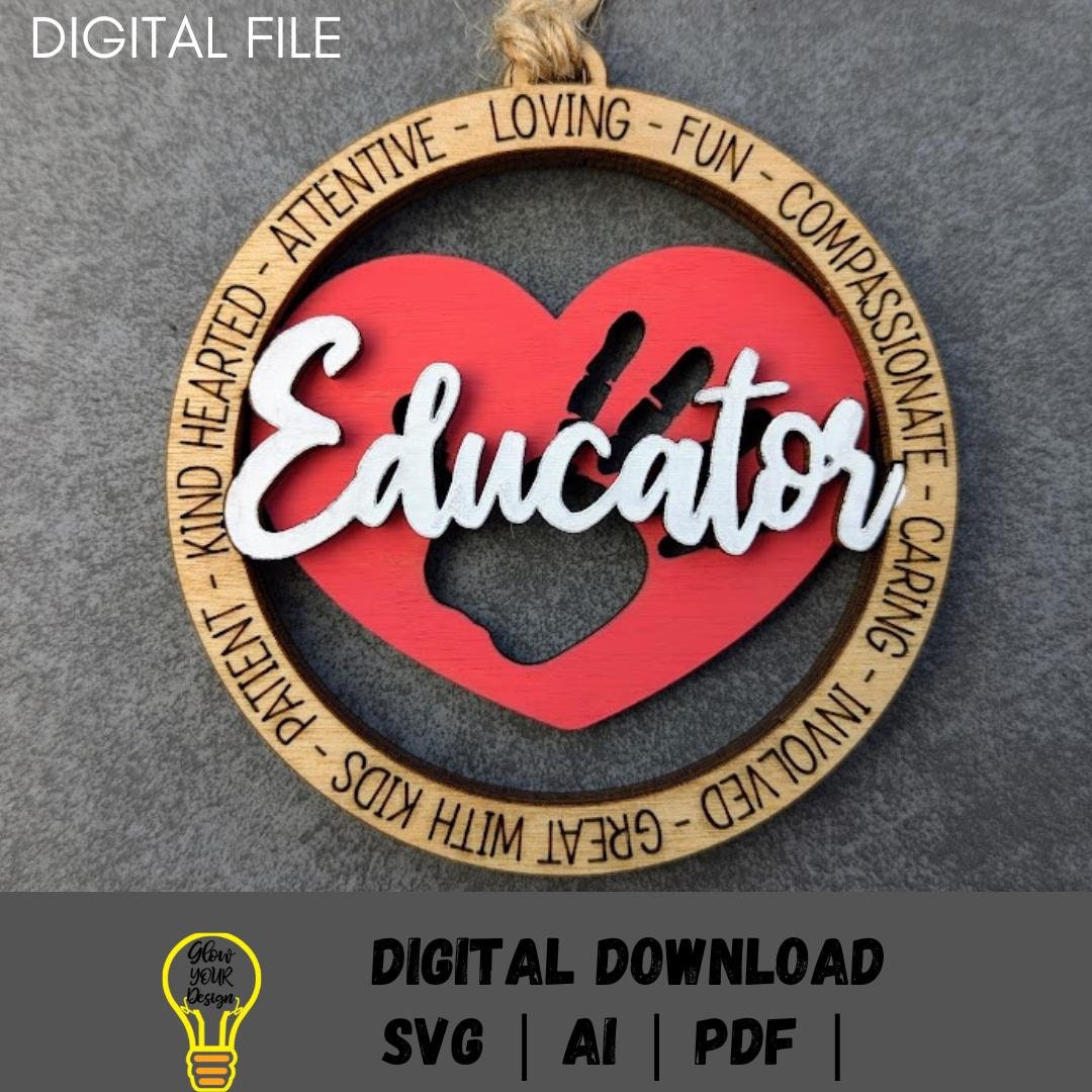 Educator Svg, Child Care Worker DIGITAL FILE, Ornament or Car Charm Svg ...