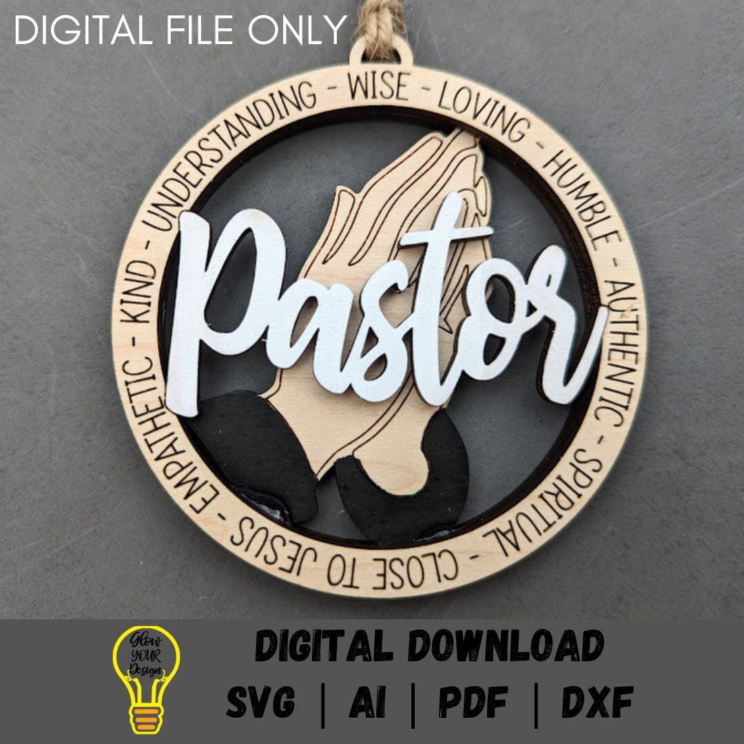 Pastor Svg - Ornament or Car Charm Digital File - Gift for Pastor ...