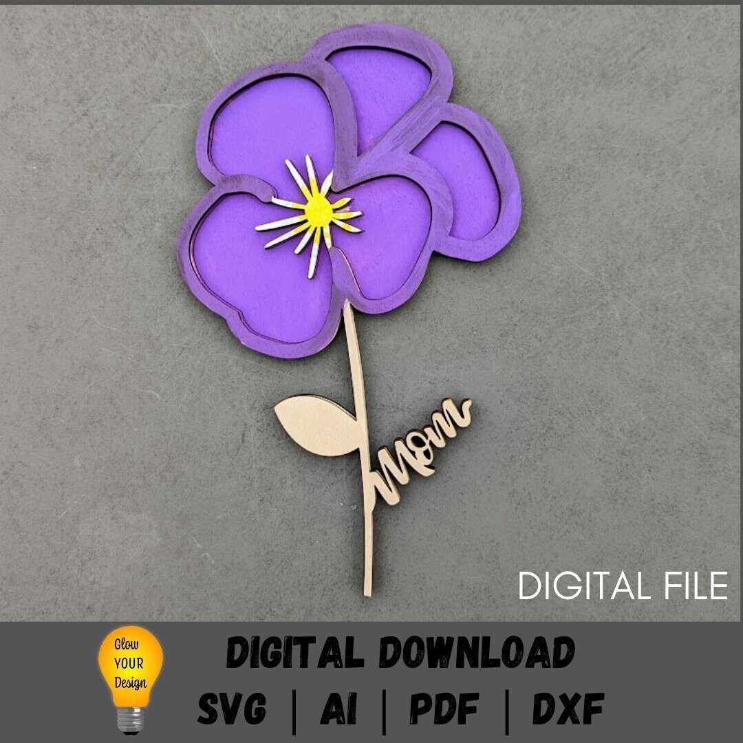 Violet Svg, Mothers Day Gift Svg, February Birth Month Svg, Plant Stake ...