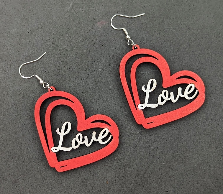 Love Earrings Digital Download, Heart Svg Bundle, Quick Cut and Score ...