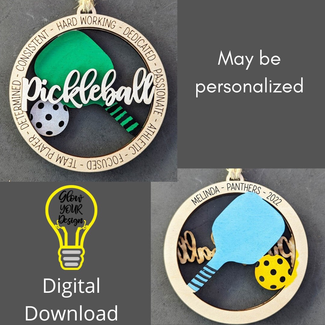Pickleball Svg, Gift for Pickleball Player. Ornament or Car Charm Svg ...