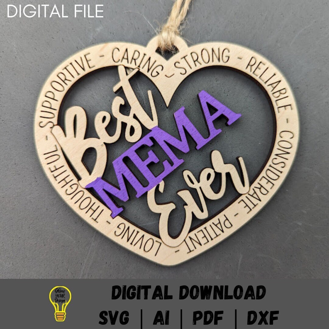 Best Mema Ever Ornament Svg, Car Charm Svg, Grandma Svg, Grandparent ...