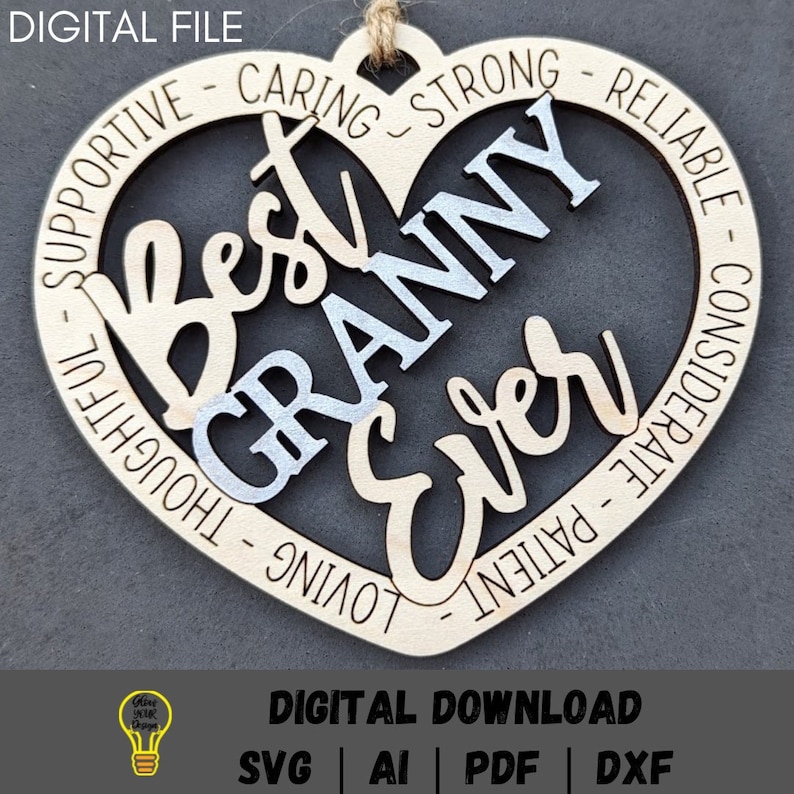 Best Granny Ever Ornament Svg, Car Charm Svg, Grandma Svg, Grandparent ...