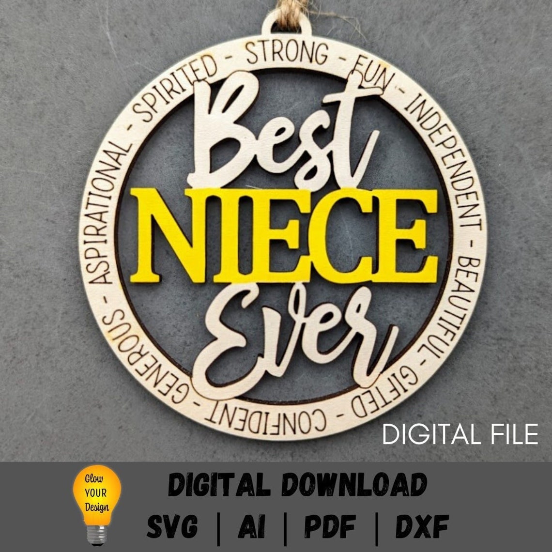 Niece Svg Best Niece Ever Ornament Digital File Car Charm - Etsy