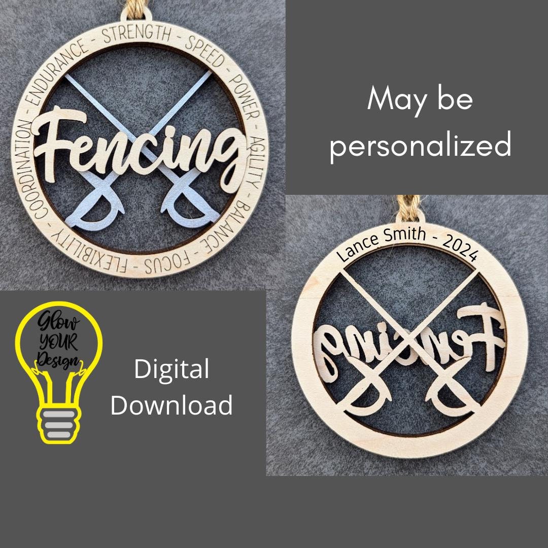Fencing Svg - Gift for Fencer - Ornament or Car Charm Svg, Can Be ...