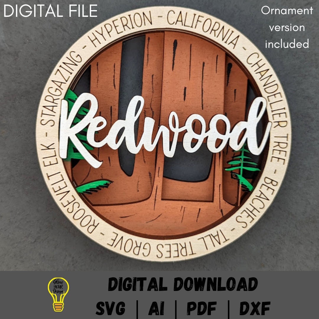 Redwoods Svg, U.S. National Park Wall Hanging Digital File, Multi ...