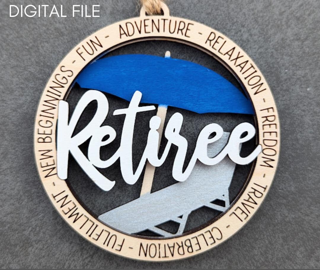 Retiree Svg - Retirement Ornament or Car Charm Digital File - Double ...