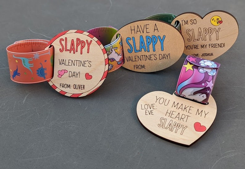 Class Valentine Svg, Slap Bracelet Laser Cut File, Set of 4 Classroom ...