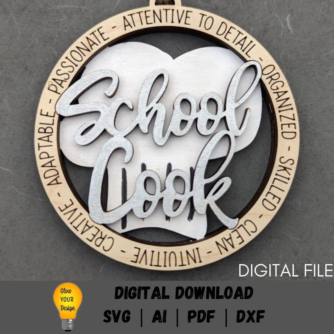 School Cook Svg, Gift for School Chef Digital File, Ornament Svg ...