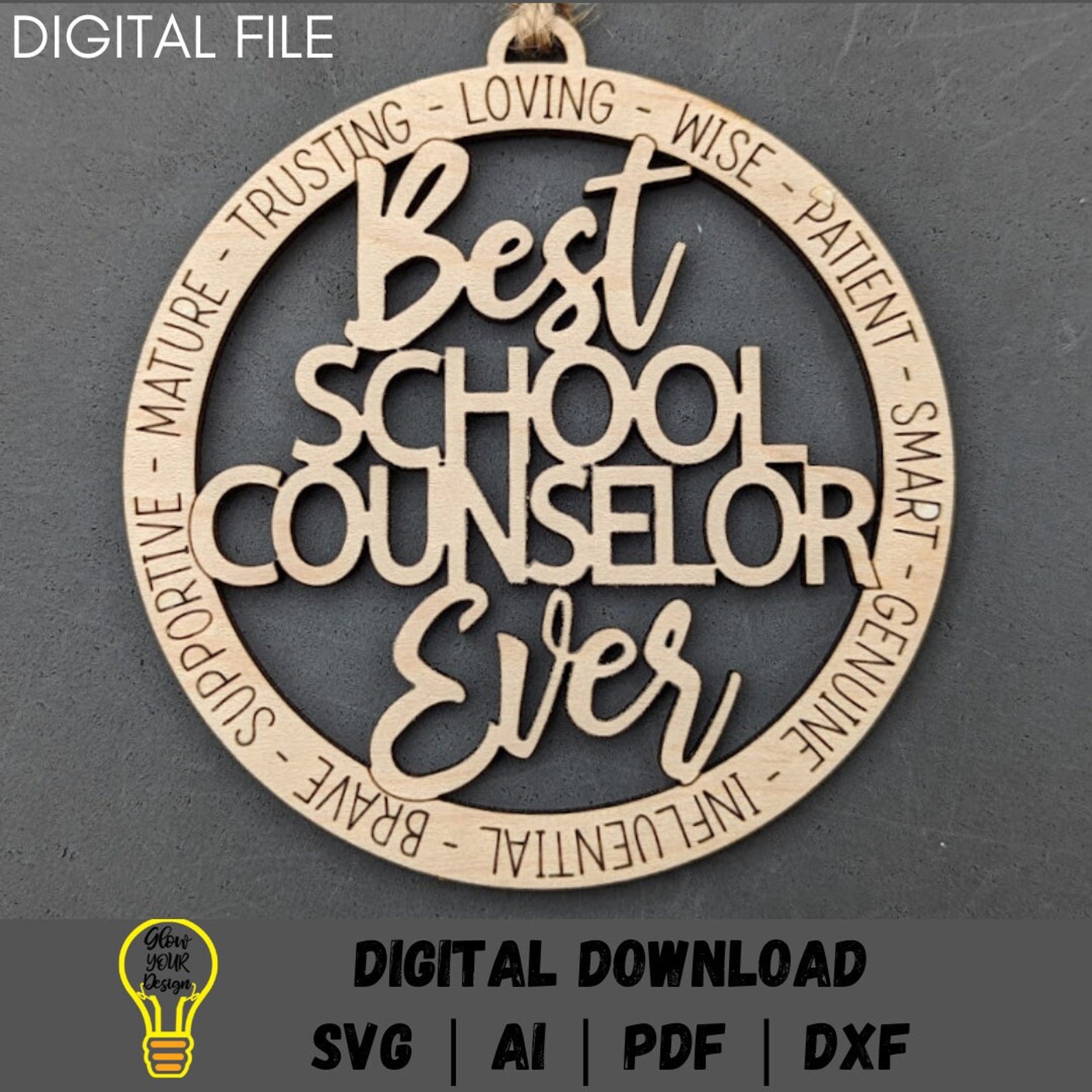School Counselor Svg, Best School Counselor Ever Digital File, Ornament ...