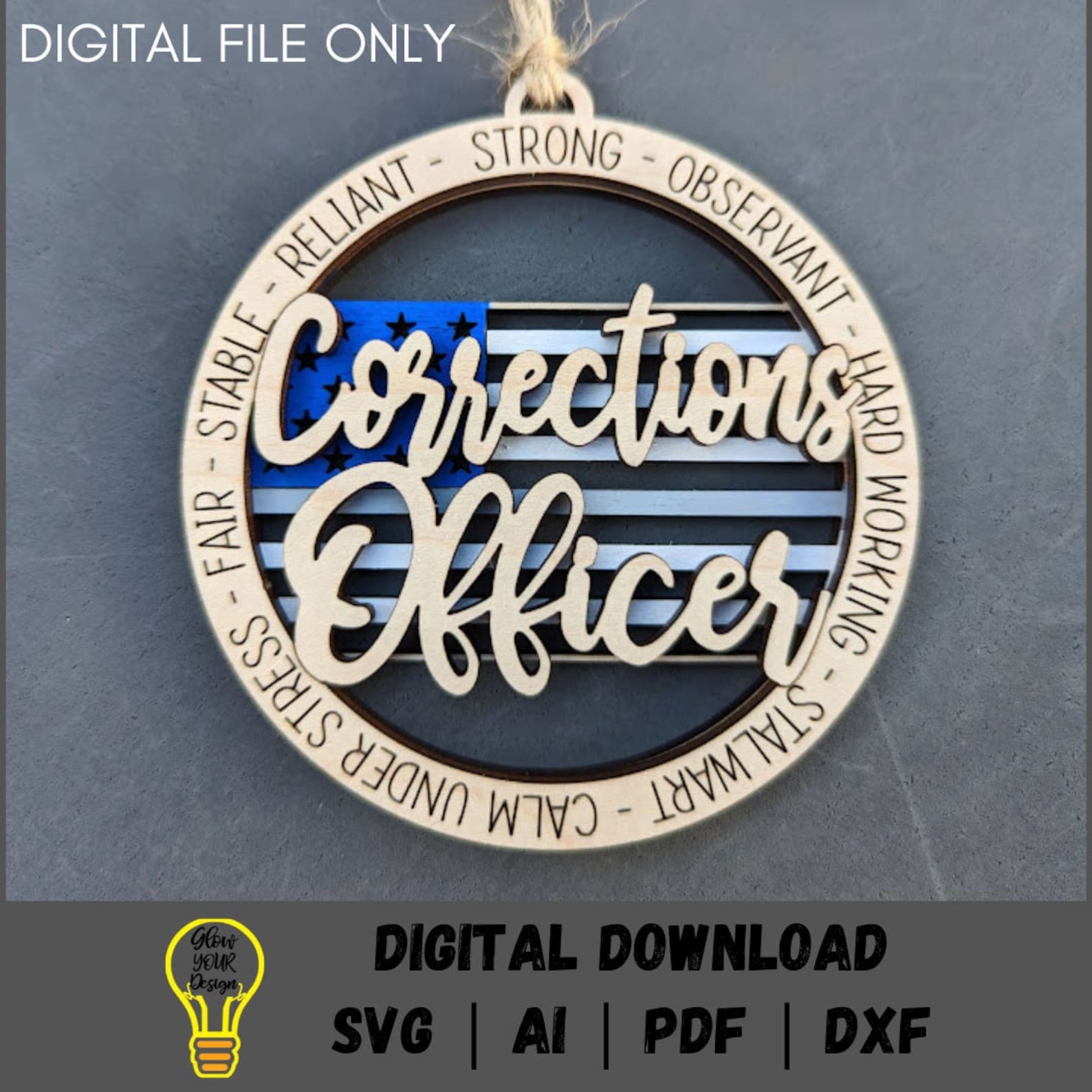 Corrections Officer Svg, Thin Grey Line Ornament for Corrections/jail ...