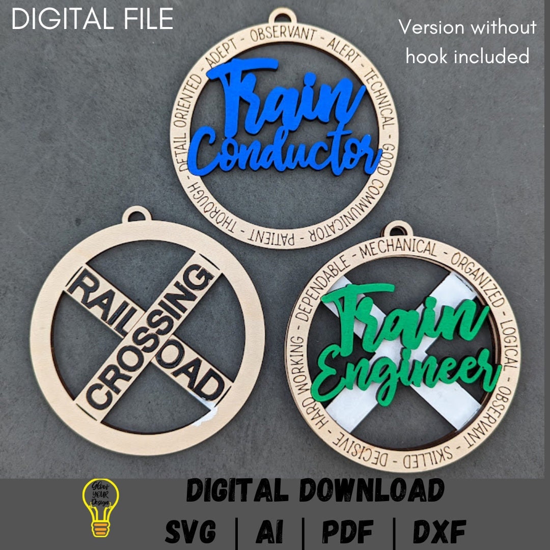Train Conductor Svg, Train Engineer Svg, Railroad Crossing Ornament or ...