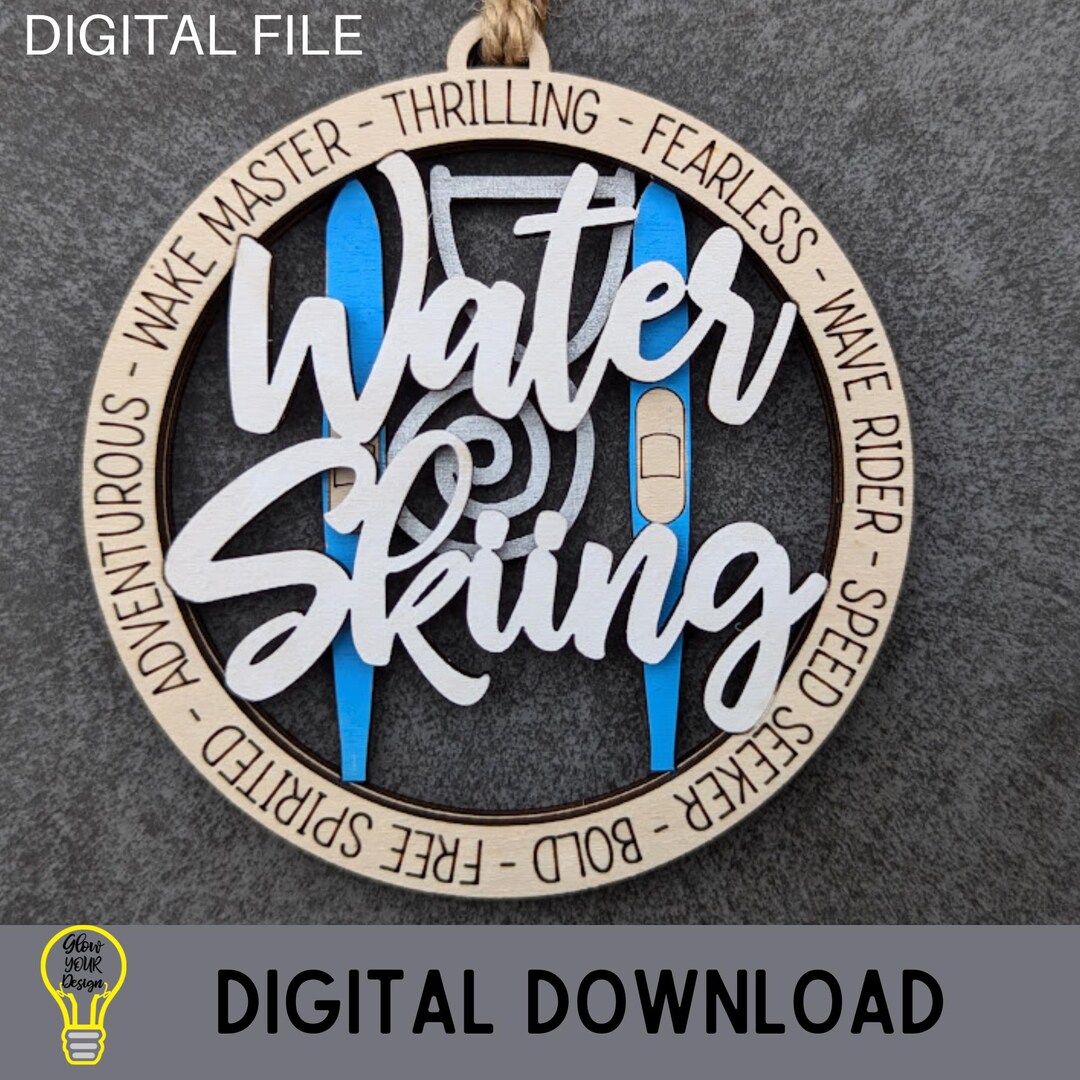 Water Skiing Svg - Water Sports Ornament or Car Charm Digital File ...