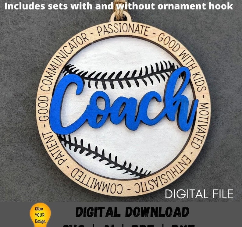 Baseball Svg, Gift for Baseball Coach. Ornament or Car Charm Svg, Can ...