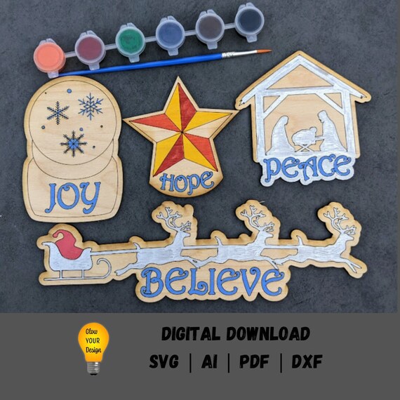 Paint Kit Svg Christmas Svg Adult Craft Digital File Snow | Etsy