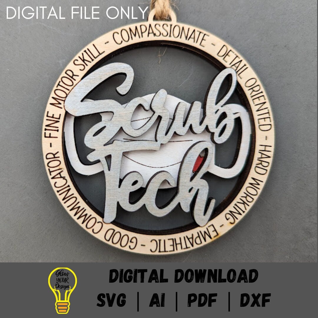Scrub Tech Svg, Ornament File, Gift for Surgical Technologist, Car ...